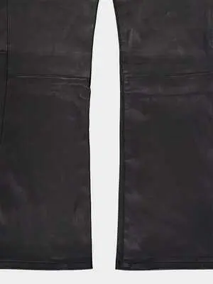 PAULA Zircon Tap Shoe Flared Leather Pants - Black