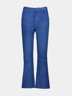 PAULA Zircon Poseidon Flared Suede Pants - Blue