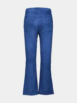 PAULA Zircon Poseidon Flared Suede Pants - Blue