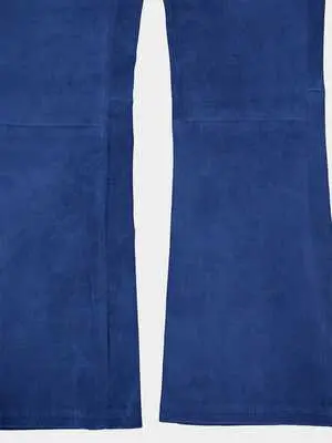 PAULA Zircon Poseidon Flared Suede Pants - Blue