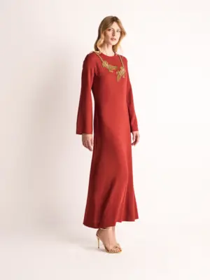 PAULA Enoki Burnt Henna Midi Dress