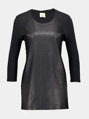 PAULA Leather Bib Silk Blouse