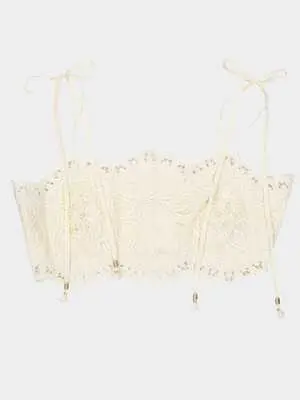Zimmermann Rhiannon Embroidered Cropped Bodice - White