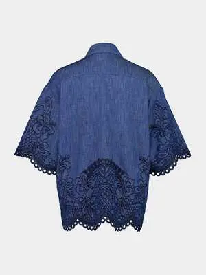 Zimmermann Embroidered Denim Shirt - Blue
