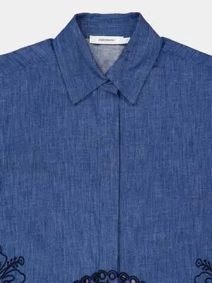 Zimmermann Embroidered Denim Shirt - Blue