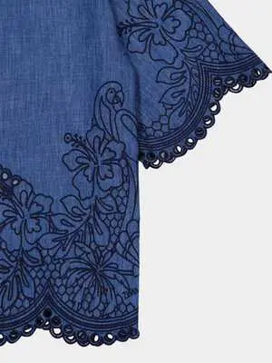 Zimmermann Embroidered Denim Shirt - Blue