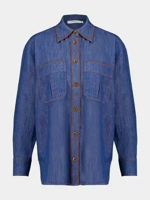 Zimmermann Railway Ascension Oversized Denim Shirt - Blue