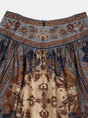 Zimmermann Ascension Indienne Floral Silk Midi Skirt - Blue