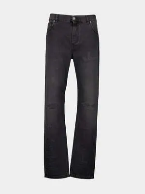 Balmain Washed Effect Denim Jeans - Black