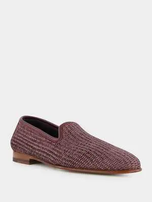 Manolo Blahnik Mario Raffia Loafers - Brown