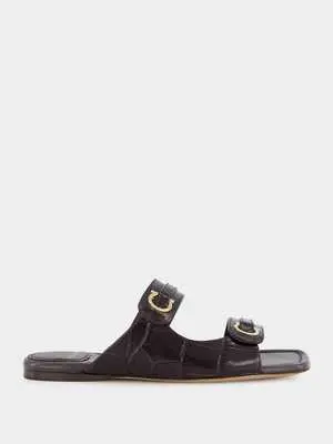 FERRAGAMO Gancini Ornament Slides - Brown