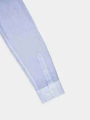 120% Lino Regular Fit Mermaid Linen Shirt - Blue