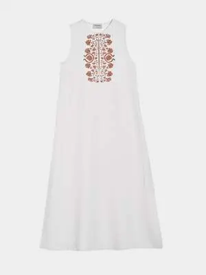 Zeus+dione Peony Loose Silk Midi Dress - White