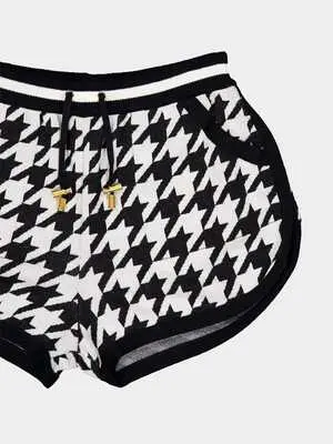 Balmain Houndstooth Jacquard Knit Shorts - White