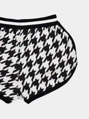 Balmain Houndstooth Jacquard Knit Shorts - White