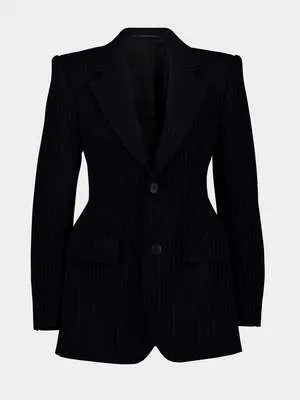 Balenciaga Single-breasted Pinstripe Blazer - Black