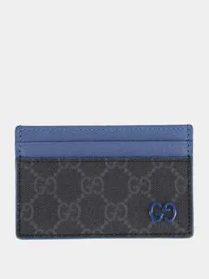 Gucci Black Supreme And Bi-color Gg Supreme Card Case - Blue