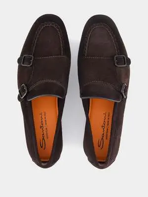 Santoni Suede Double-buckle Loafers