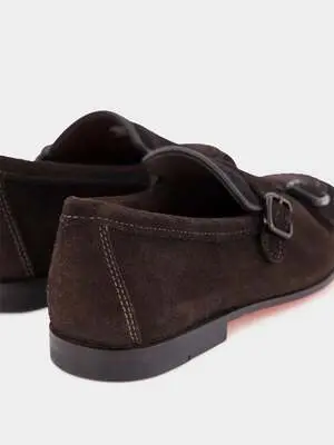 Santoni Suede Double-buckle Loafers