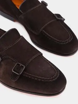 Santoni Suede Double-buckle Loafers