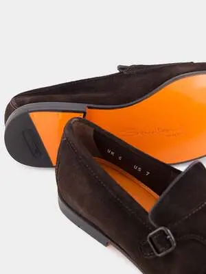 Santoni Suede Double-buckle Loafers