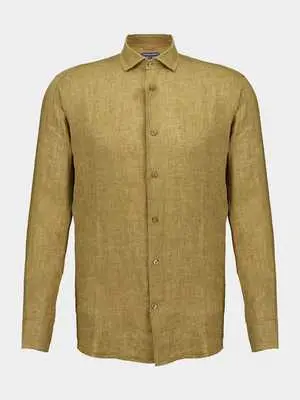 Frescobol Carioca Antonio Khaki Linen Shirt - Brown
