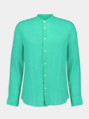 120% Lino Band-collar Linen Shirt