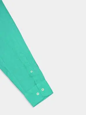 120% Lino Band-collar Linen Shirt