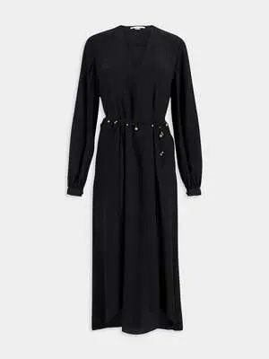 Stella McCartney Silk Crepe De Chine Midi Dress - Black