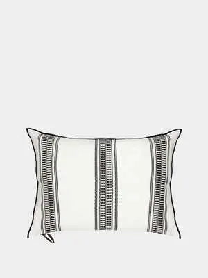 Maison De Vacances Vice Versa Embroidered Canvas Cyclades Black Cushion - White