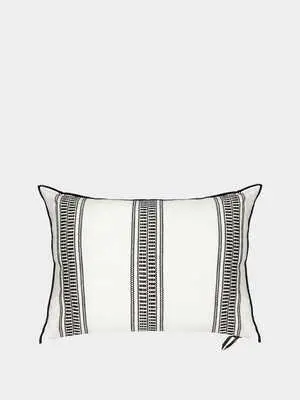 Maison De Vacances Vice Versa Embroidered Canvas Cyclades Black Cushion - White