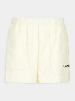 Fendi Nylon Logo Shorts - Cream