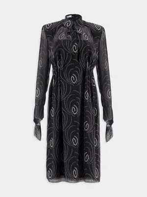 Prada Georgette Printed Dress - Black
