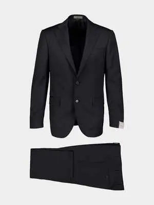 Corneliani Charcoal Wool Suit - Black