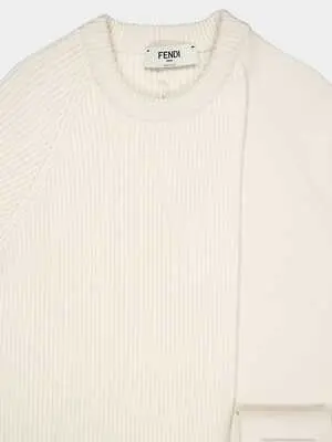Fendi Wool Cashmere Jumper With Pockets - Beige
