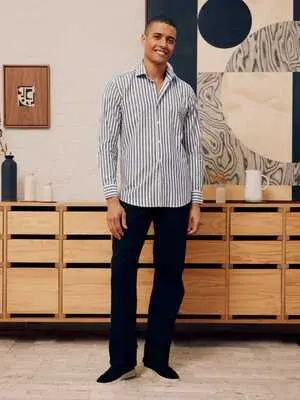 Frescobol Carioca Emilio Striped Cotton Shirt - Blue