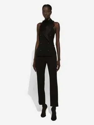Dolce & Gabbana Wool Gabardine Cigarette Pants - Black