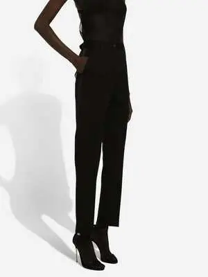 Dolce & Gabbana Wool Gabardine Cigarette Pants - Black