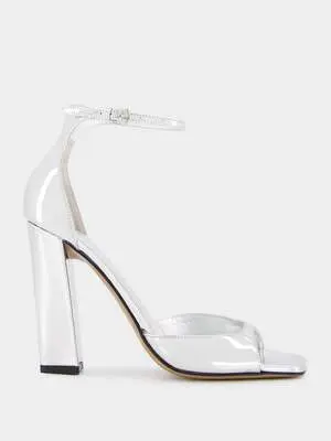 Paris Texas Grace Mirror Leather Sandals - Silver