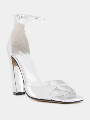 Paris Texas Grace Mirror Leather Sandals - Silver
