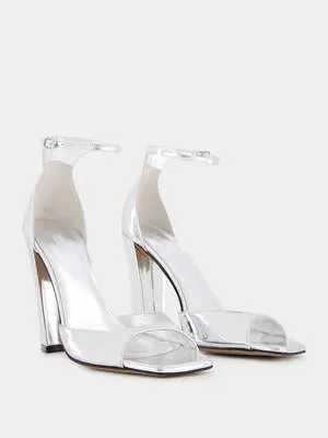 Paris Texas Grace Mirror Leather Sandals - Silver
