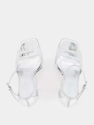 Paris Texas Grace Mirror Leather Sandals - Silver
