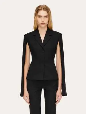 FERRAGAMO Cut-out Wool Blazer - Black