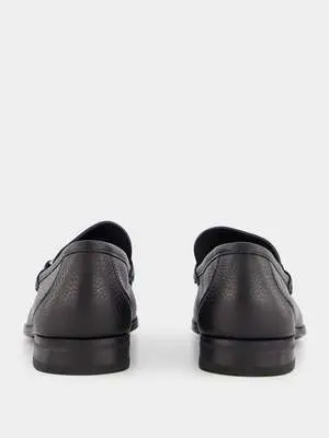 FERRAGAMO Gancini Leather Moccasin - Black