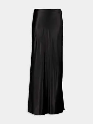 Saint Laurent Silk Satin Long Skirt - Black