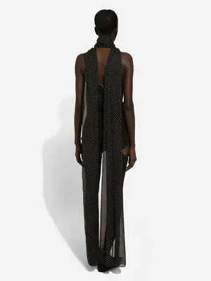 Dolce & Gabbana Polka-dot Silk Chiffon Top With Scarf Detail