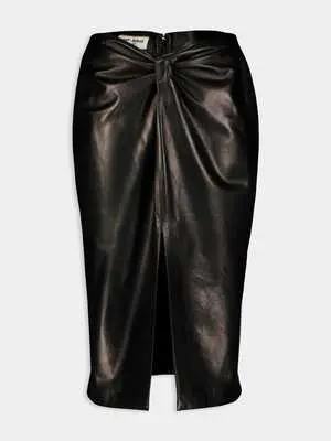 Saint Laurent Lambskin Twist Pencil Skirt - Black