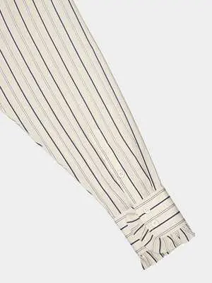 Stella McCartney Silk-blend Striped Shirt With Ruffle Detail - Cream