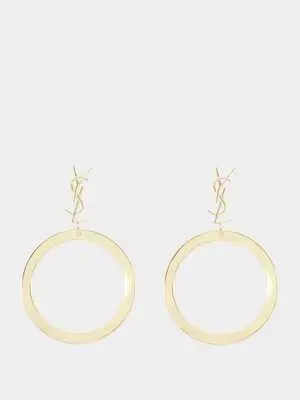 Saint Laurent Cassandre Pendant Hoop Earrings - Gold