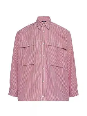 Comme Des Garçons Striped Chest-pockets Shirt - Red